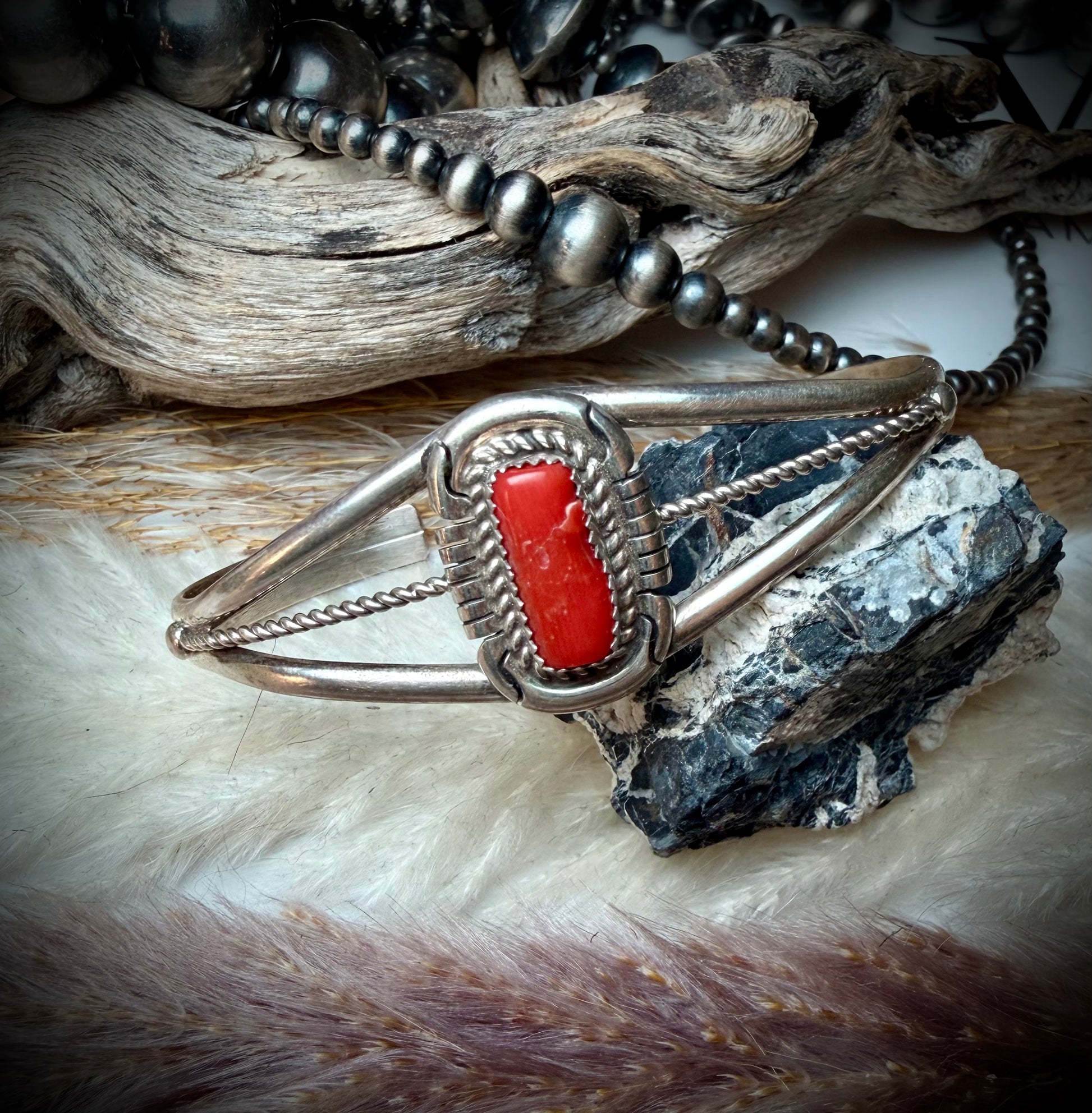 Single Red Coral Cuff – Turquoise In Style